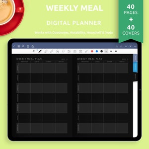 Digital Weekly Meal Plan Template for Goodnotes, Notability, Family ...