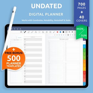 Undated Digital Planner for Goodnotes, Notability, Ultimate Daily ...