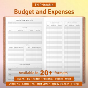 Monthly Budget and Expense Tracker Template for Traveler's Notebook ...