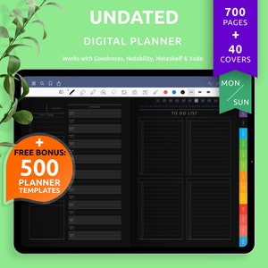Undated Digital Planner for Goodnotes, Notability, Noteshelf & Xodo ...