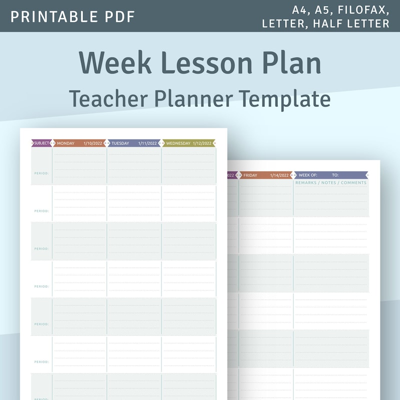 Lesson Plan Teacher Printable - Etsy