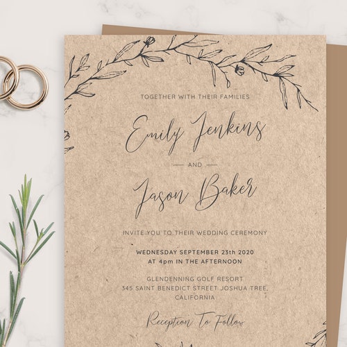 Paper Nude custom printable A5 wedding invite PDF Invitations ...