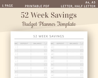 52 Week Organizer - Etsy