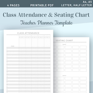 Class Attendance & Seating Chart Template, Teacher Planner (PDF) - Etsy