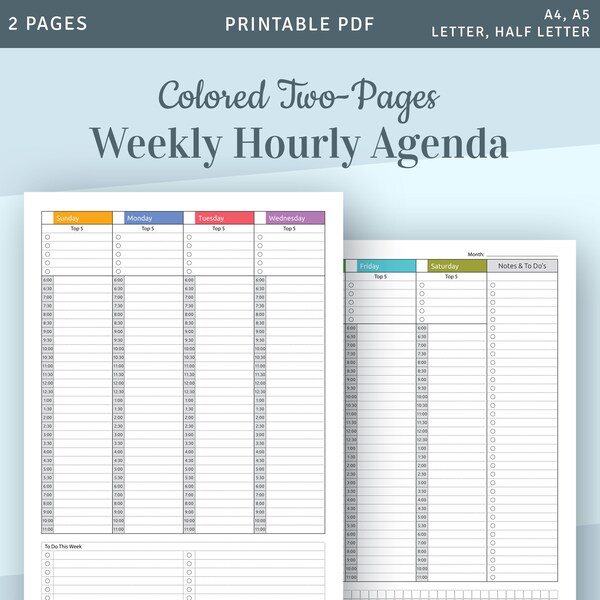 Printable Weekly Schedule and to Do List With Notes and Next Week Look ...