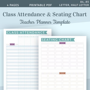 Student Attendance Sheet & Seating Chart Template, Teacher Organizer ...