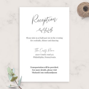 Elegant Wedding Reception Card, Printable Enclosure Template (DIY) - Etsy