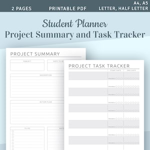 Student Project Planner Printable Template, School Project Tracker ...