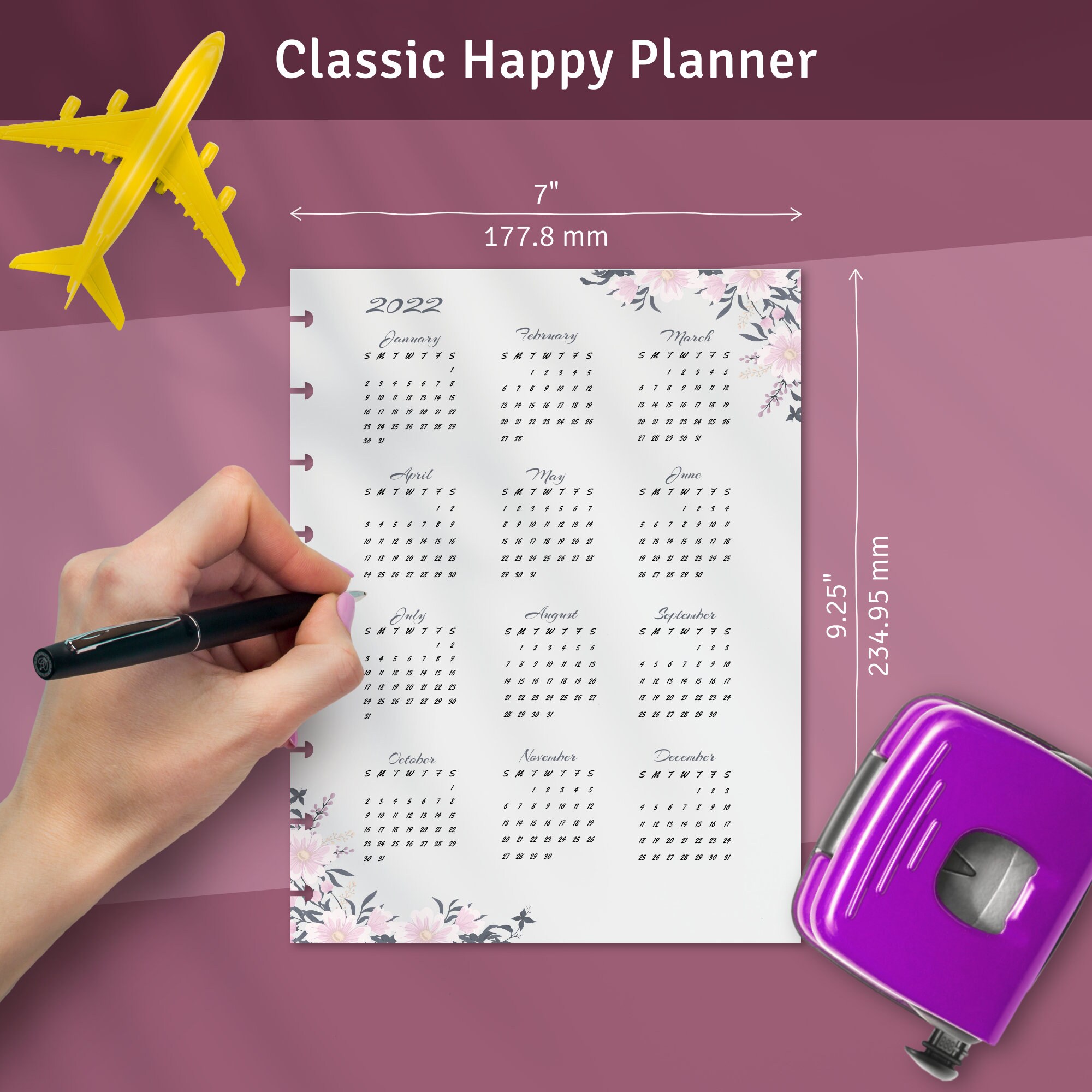 Yearly Calendar Pages for Happy Planner Classic / Big / Mini | Etsy