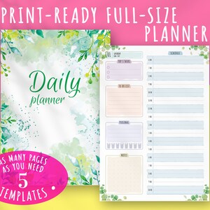 Printable Daily Planner 2024 2025, Agenda Inserts, Day Organizer With ...