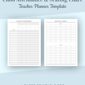 Student Attendance Sheet & Seating Chart Template, Teacher Organizer ...