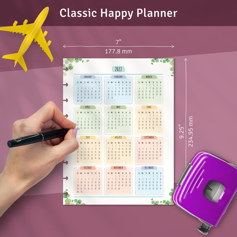 Yearly Calendar Template for Happy Planner Classic / Big / - Etsy