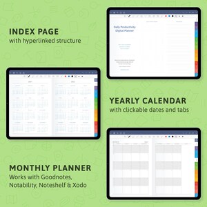 Digital Daily Productivity Planner for Goodnotes, Notability, Daily ...