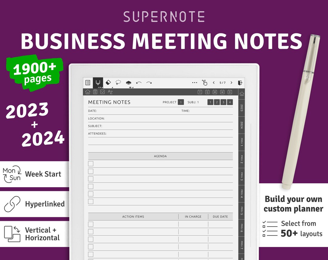Supernote Business Meeting Notes Business Project Management - Etsy
