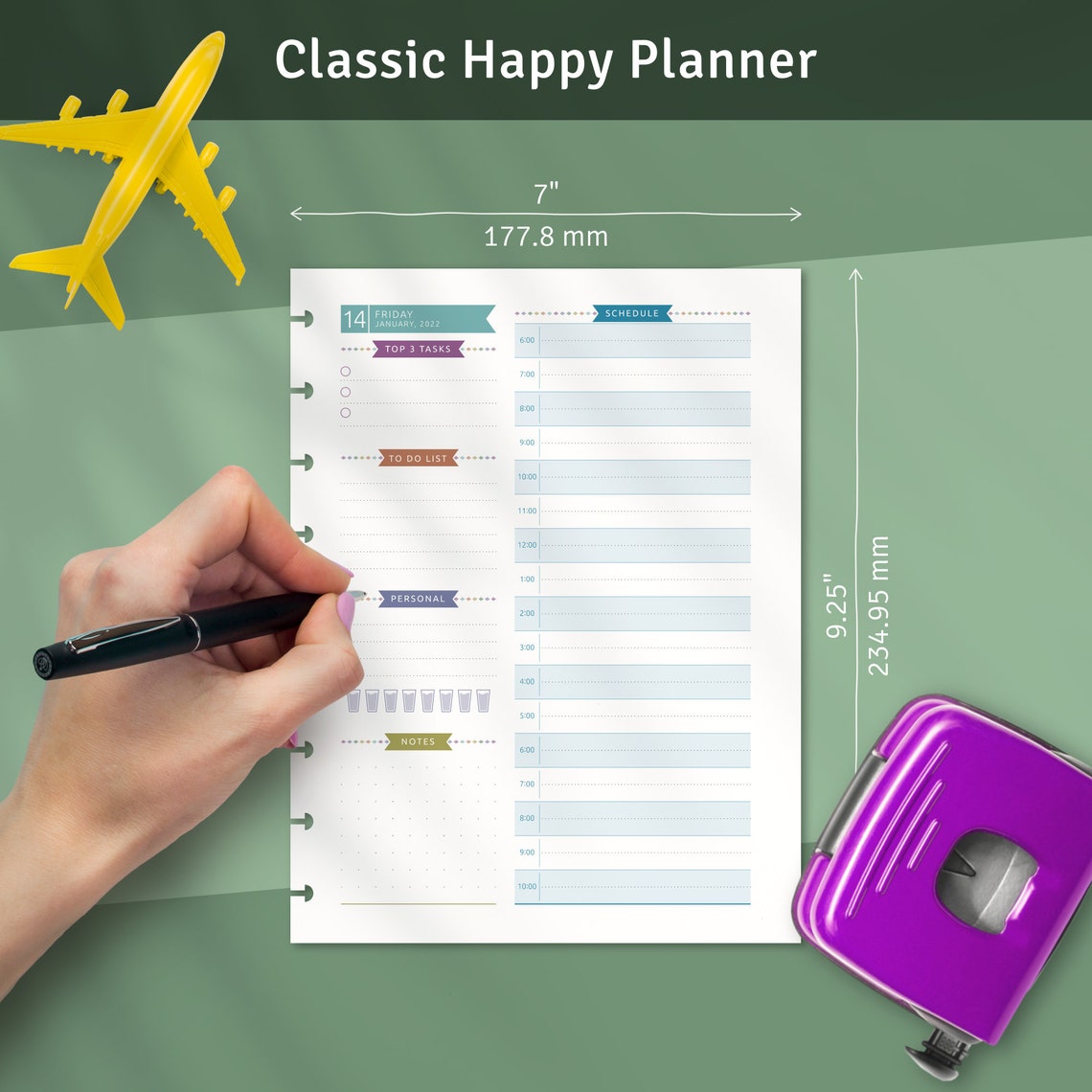 Daily Happy Planner Template, Printable PDF Insert - Etsy