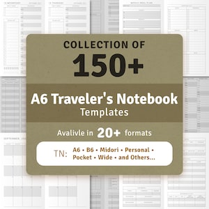 A6 Traveler's Notebook Inserts Collection, 150 Printable Planner ...
