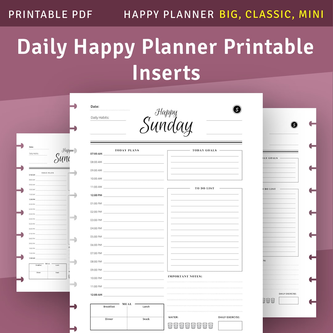 Daily Happy Planner Classic / Big / Mini Printable Templates, Day at a ...