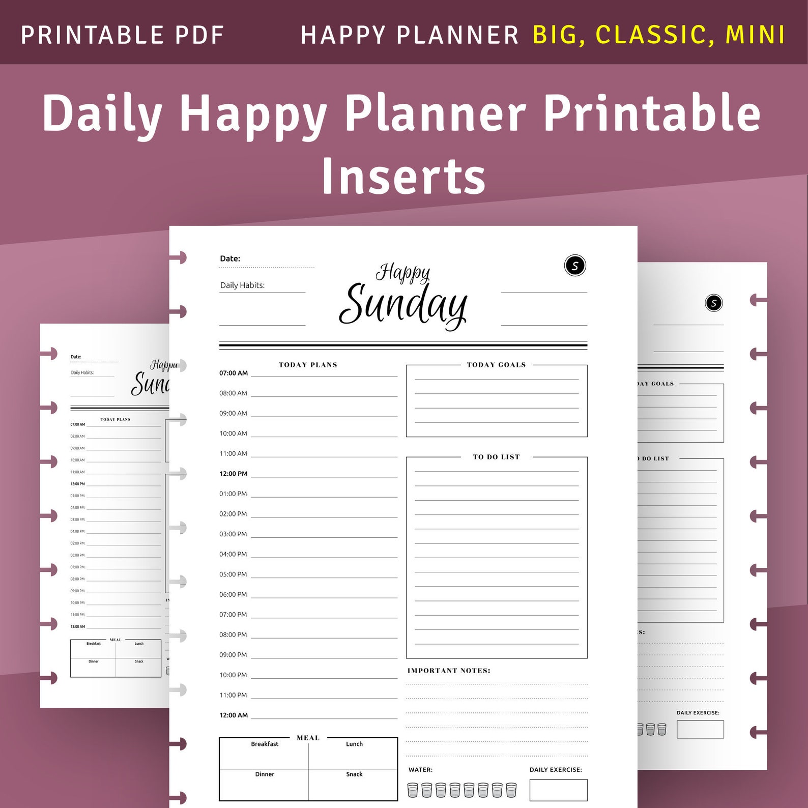 Daily Happy Planner Classic / Big / Mini Printable Templates | Etsy
