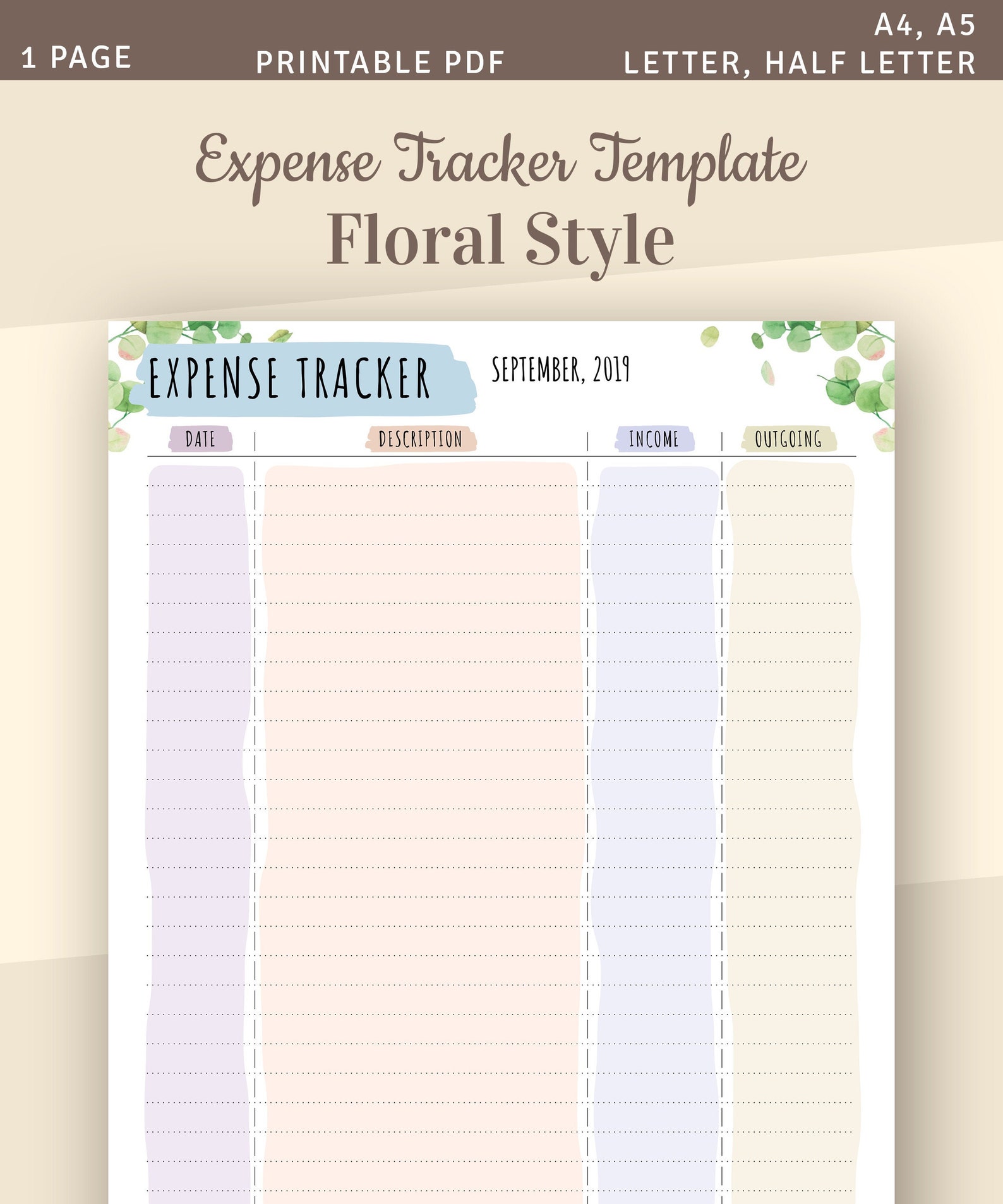 Monthly Expense Tracker Template Printable Monthly Budget | Etsy