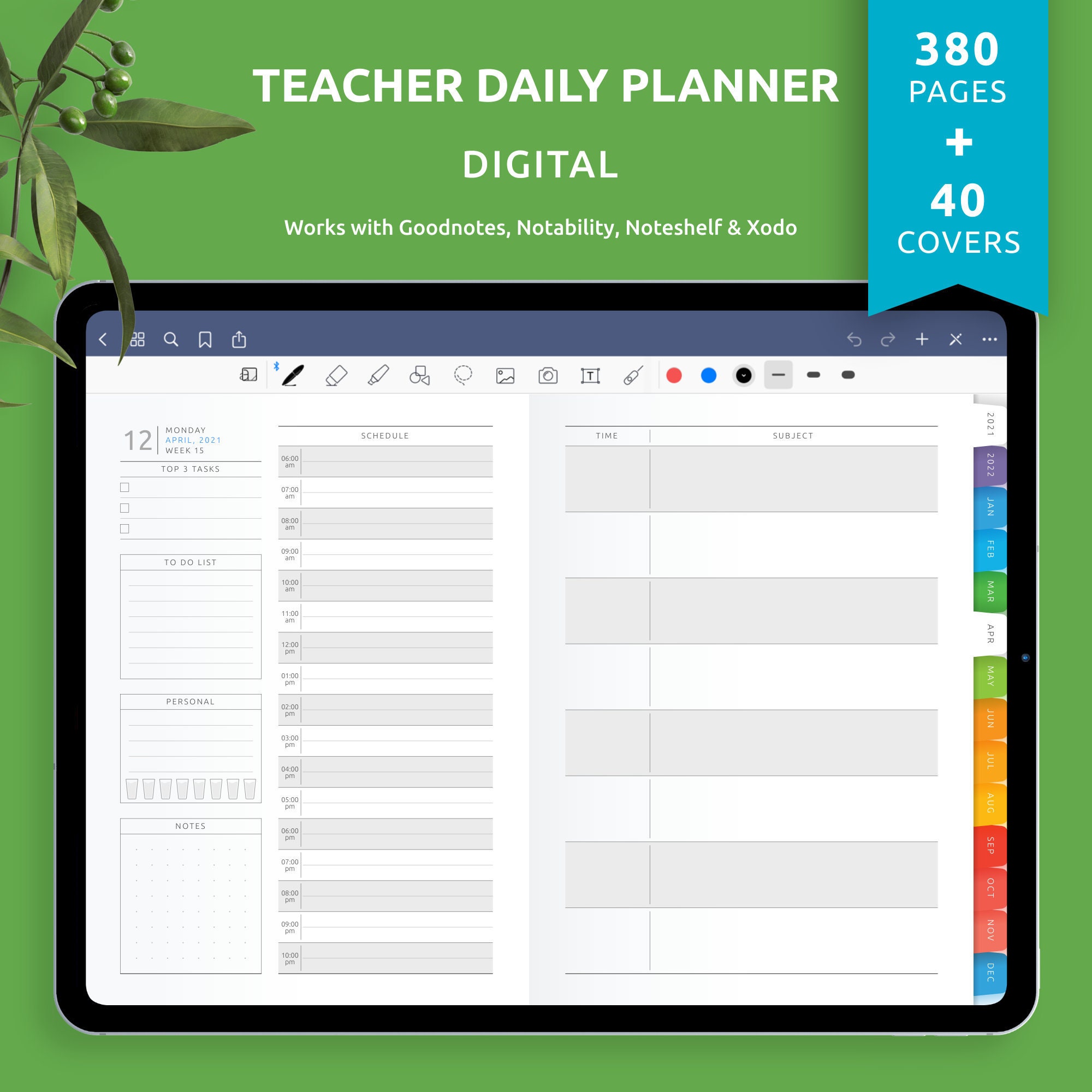 Digital Daily Teacher Planner for Goodnotes Notability | Etsy