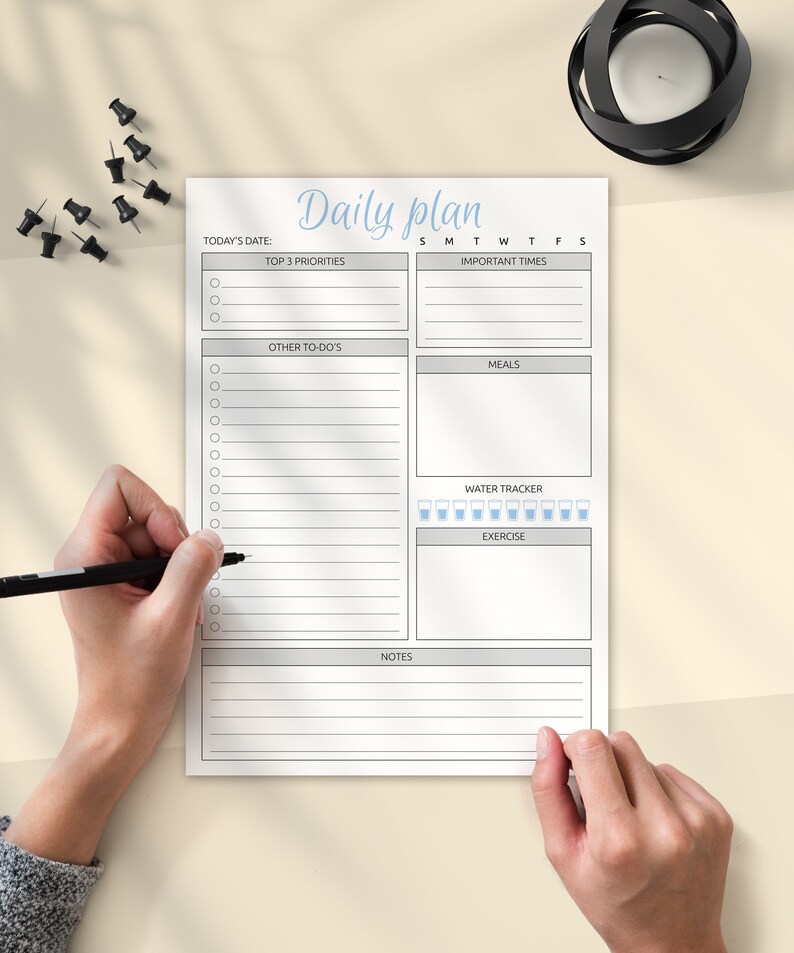 Daily Plan Printable, To-do List, Agenda Template (PDF) - Etsy