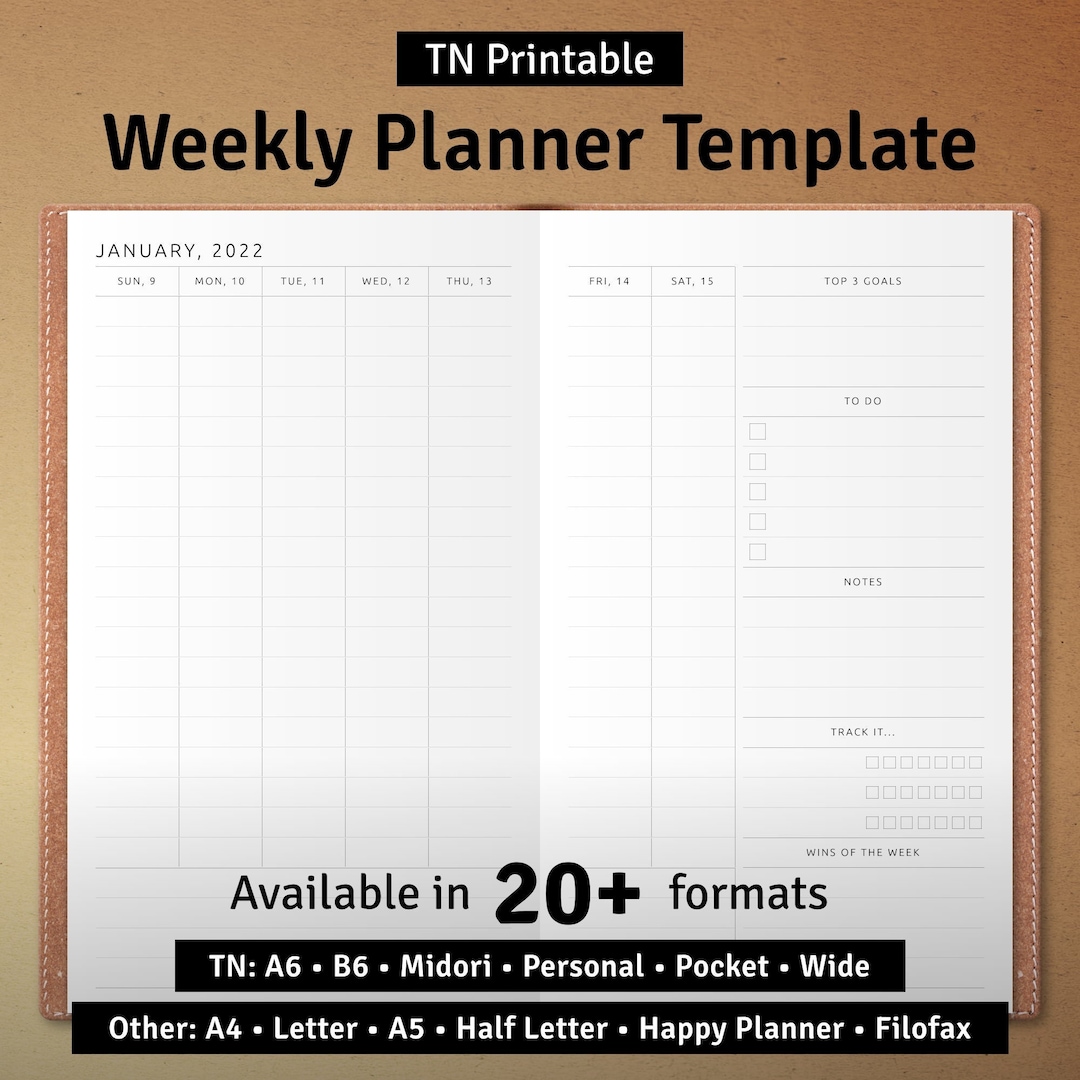 Simple Weekly Planner With Notes, To-do, Goals, Wins Template for ...