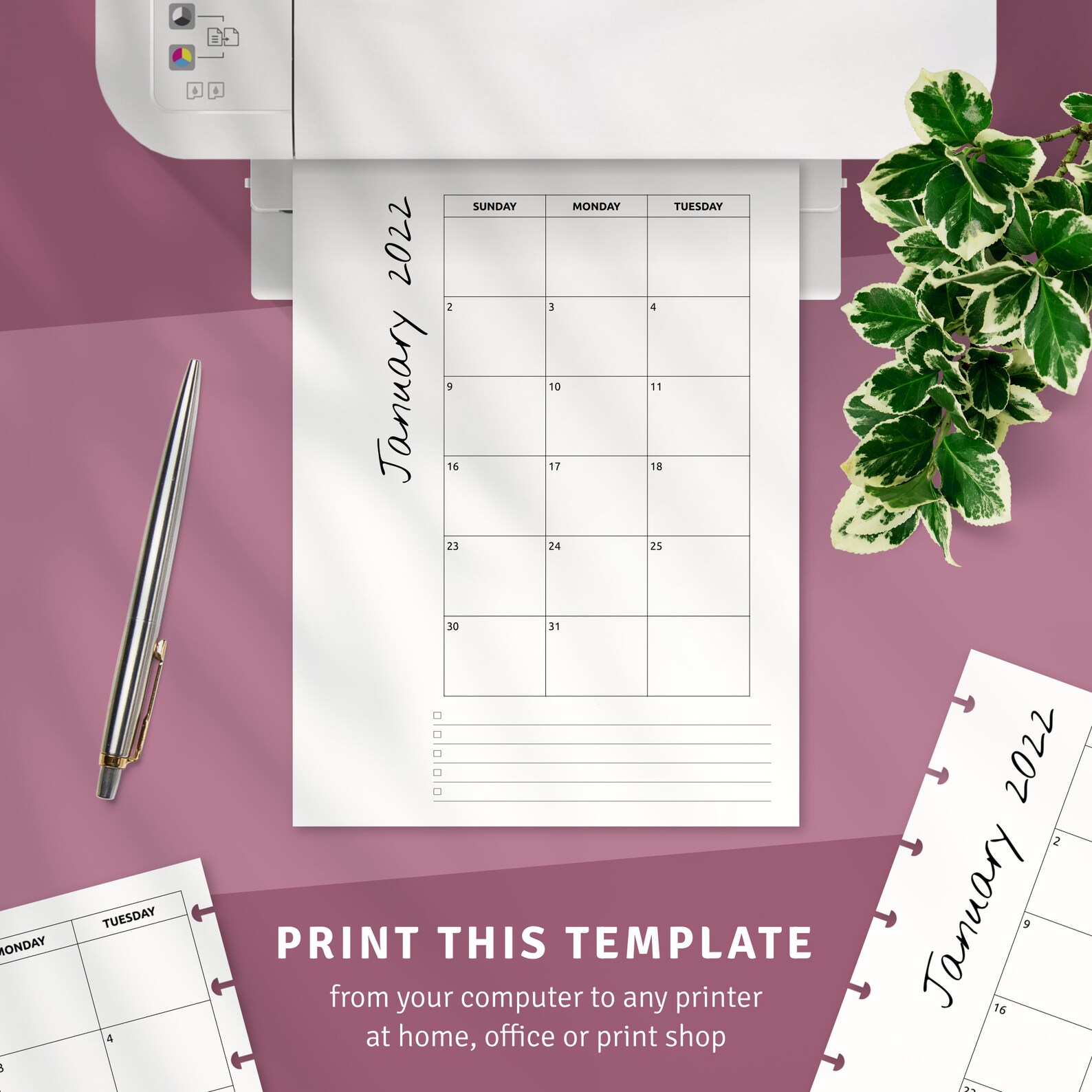 Minimalist Monthly Calendar Printable Template for Happy | Etsy