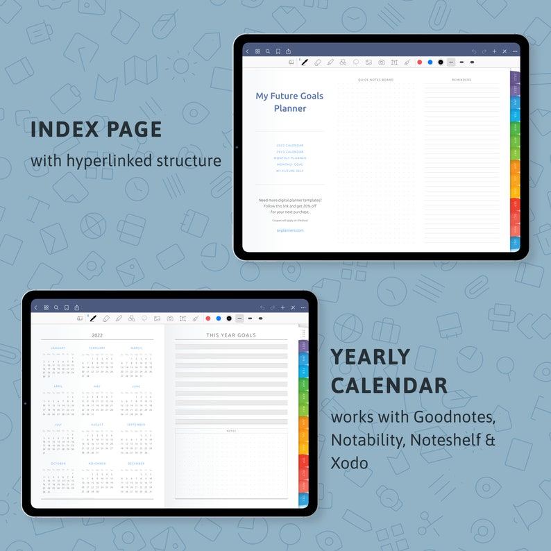 Monthly Goal Setting & My Future Goals Digital Template for Goodnotes ...