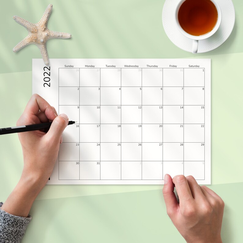January - December 2024 & 2025 Horizontal Monthly Calendar Template ...