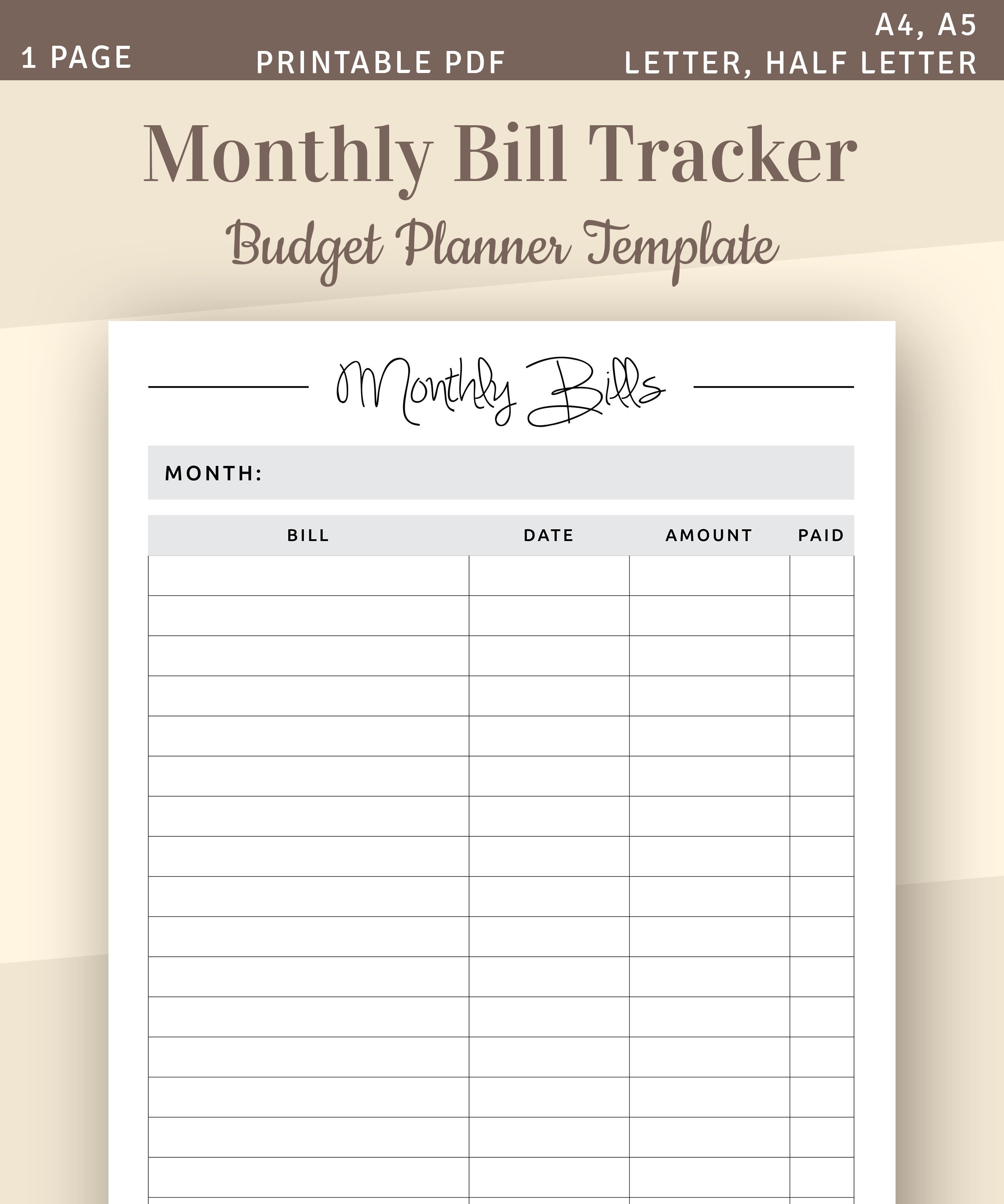 Calendars & Planners Paper & Party Supplies Bill Tracker Printable ... Calendars & Planners Paper & Party Supplies Bill Tracker Printable ...