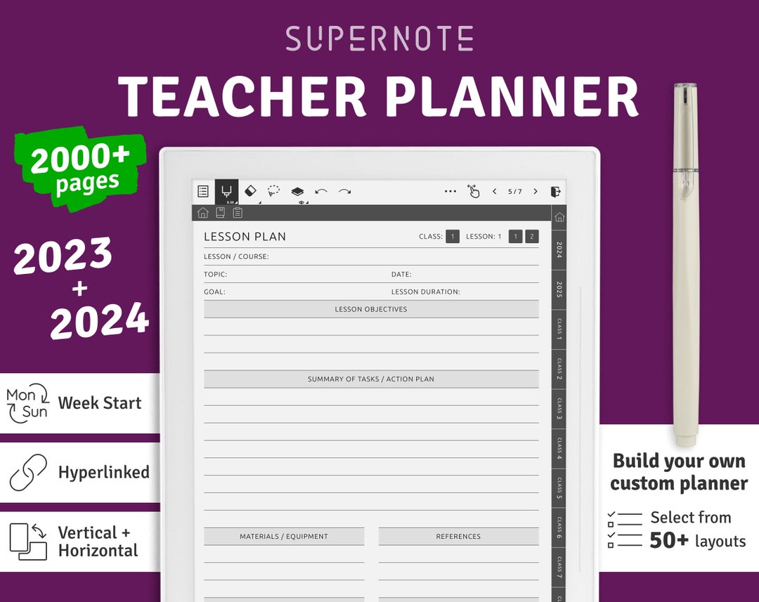 Supernote Teacher Planner 2024 2025, Digital Hyperlinked PDF, Supernote ...