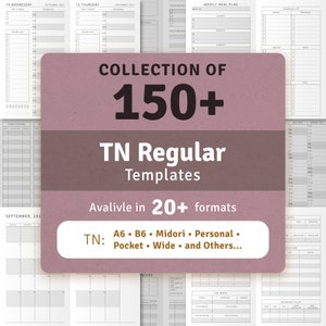 TN Regular Inserts Collection, 150 Printable Planner Templates Set ...