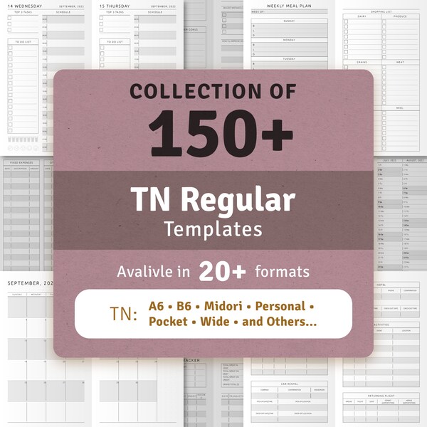 Printable Tn Inserts - Etsy