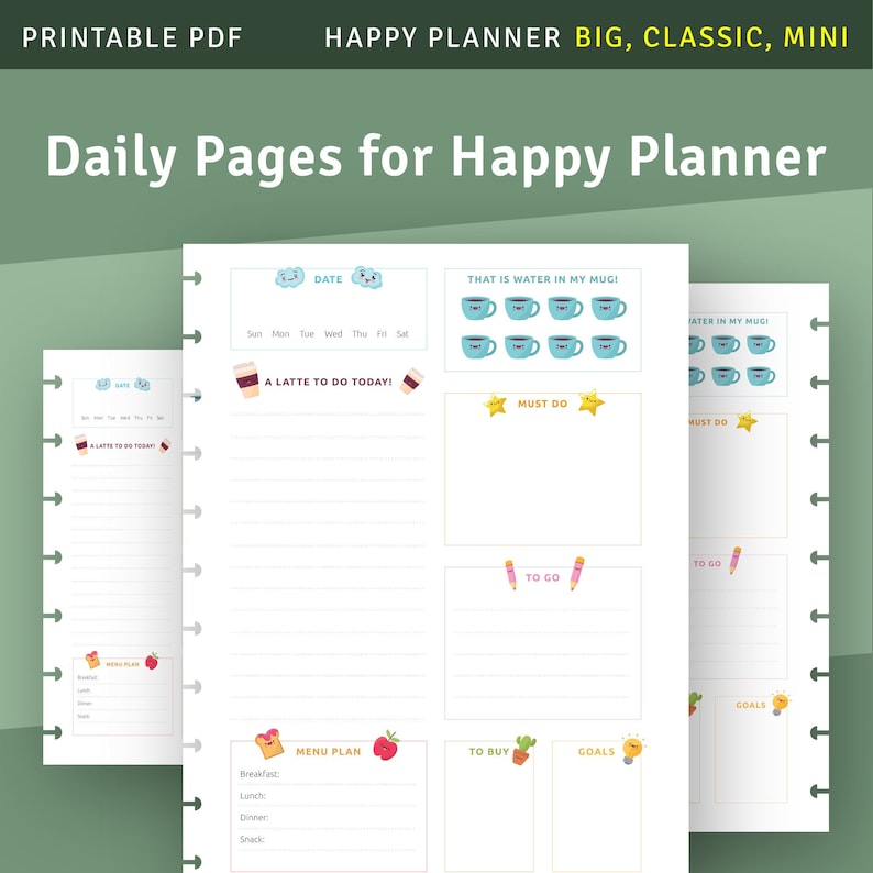 Daily Planner Insert, Happy Planner Template (PDF Download) - Etsy