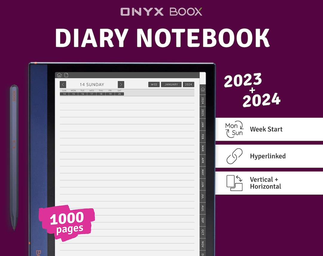 BOOX Note Air Diary Notebook, 365 Ruled Journal Pages, Digital Download ...