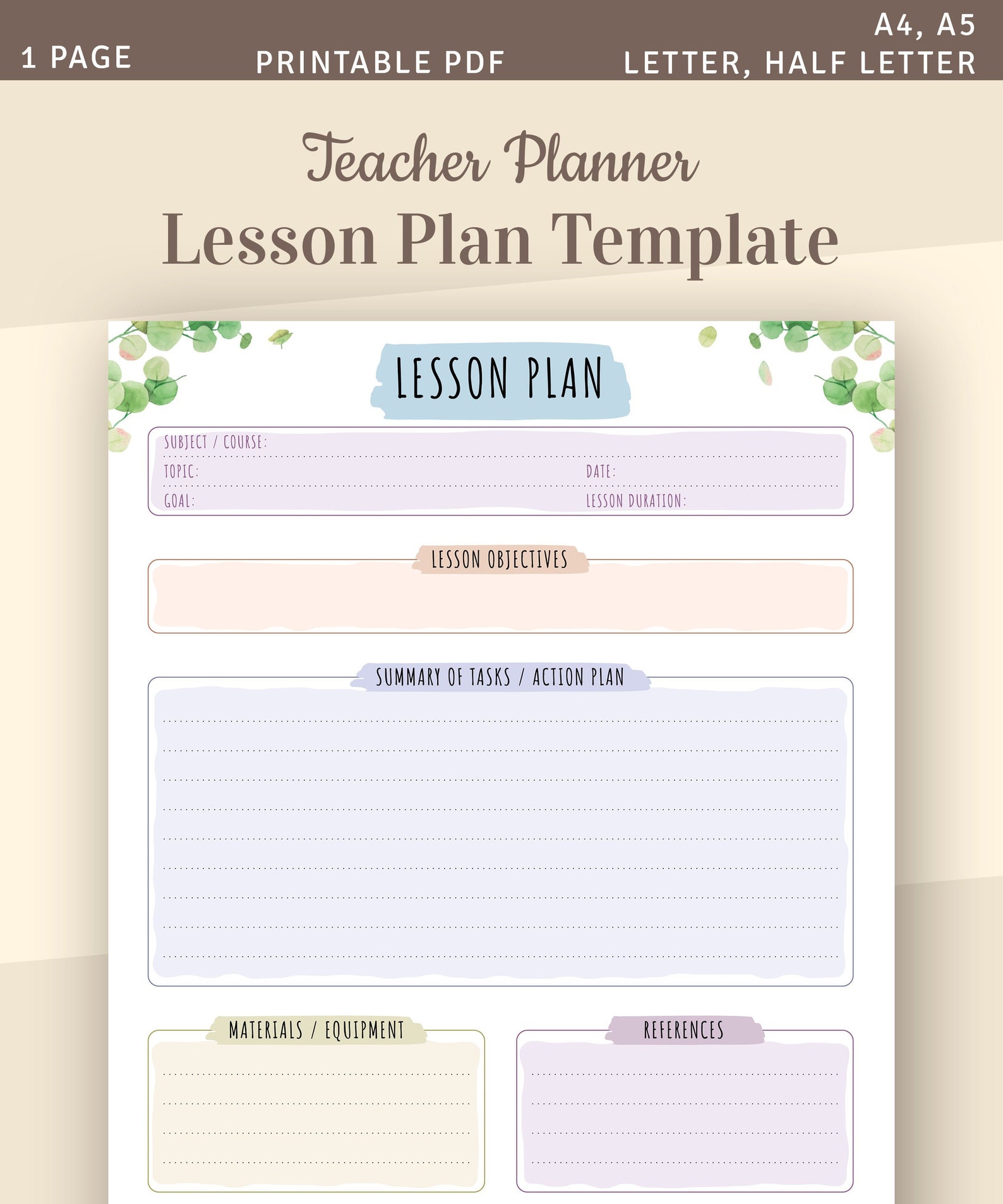 Teacher Lesson Plan Template, Printable Lesson Planner, Lesson Planning ...