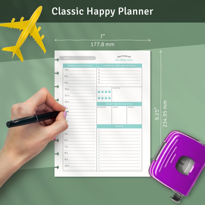Daily Hourly Schedule for Happy Planner Classic, Big, Mini, Printable ...