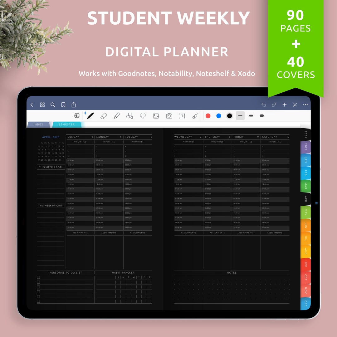 Digital Student Academic Planner for Goodnotes, Notability, Study ...