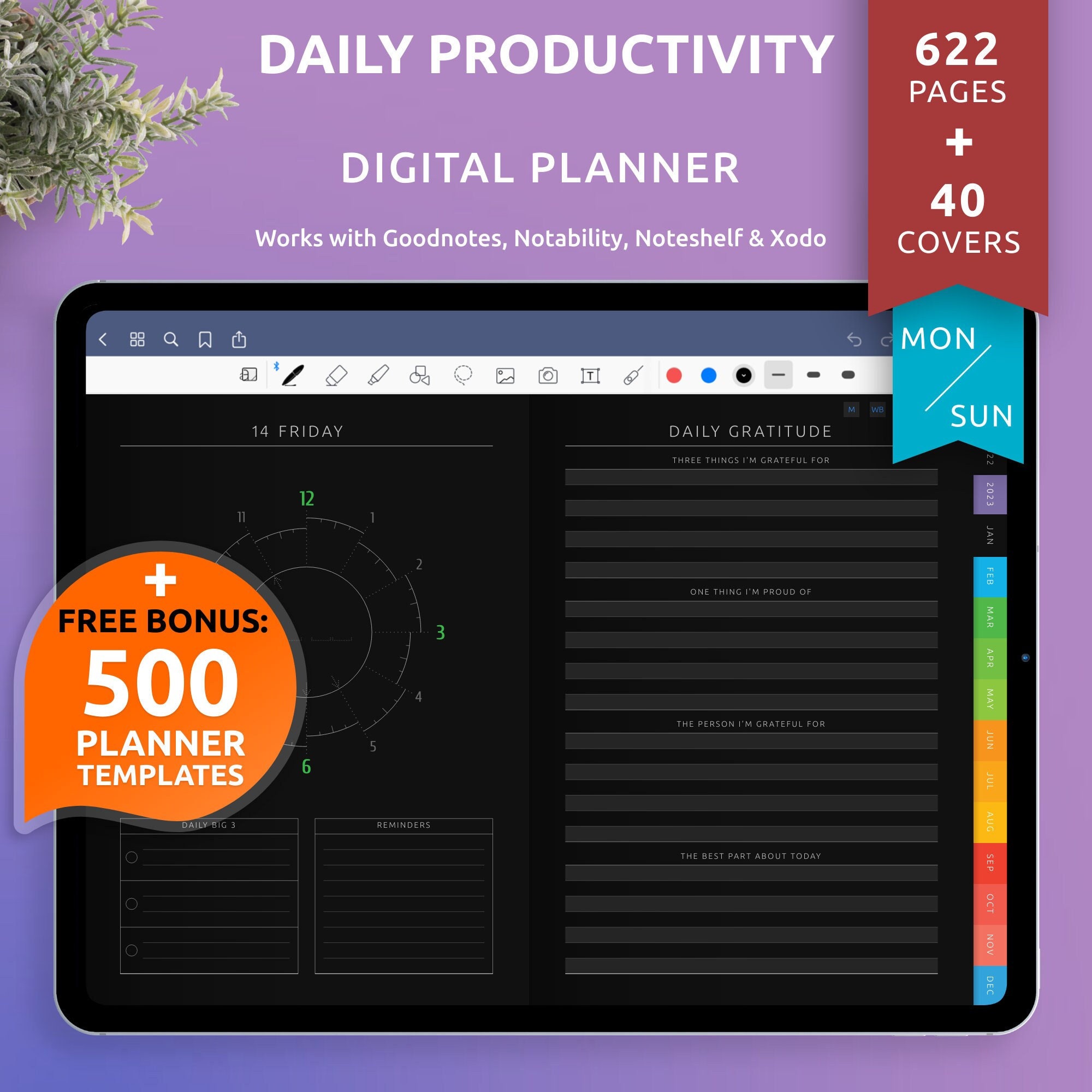 Daily Productivity Journal Planner for Goodnotes Notability - Etsy