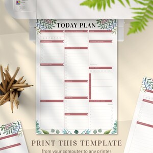 Botanical Daily Planner Template, Undated Daily Agenda, Instant ...