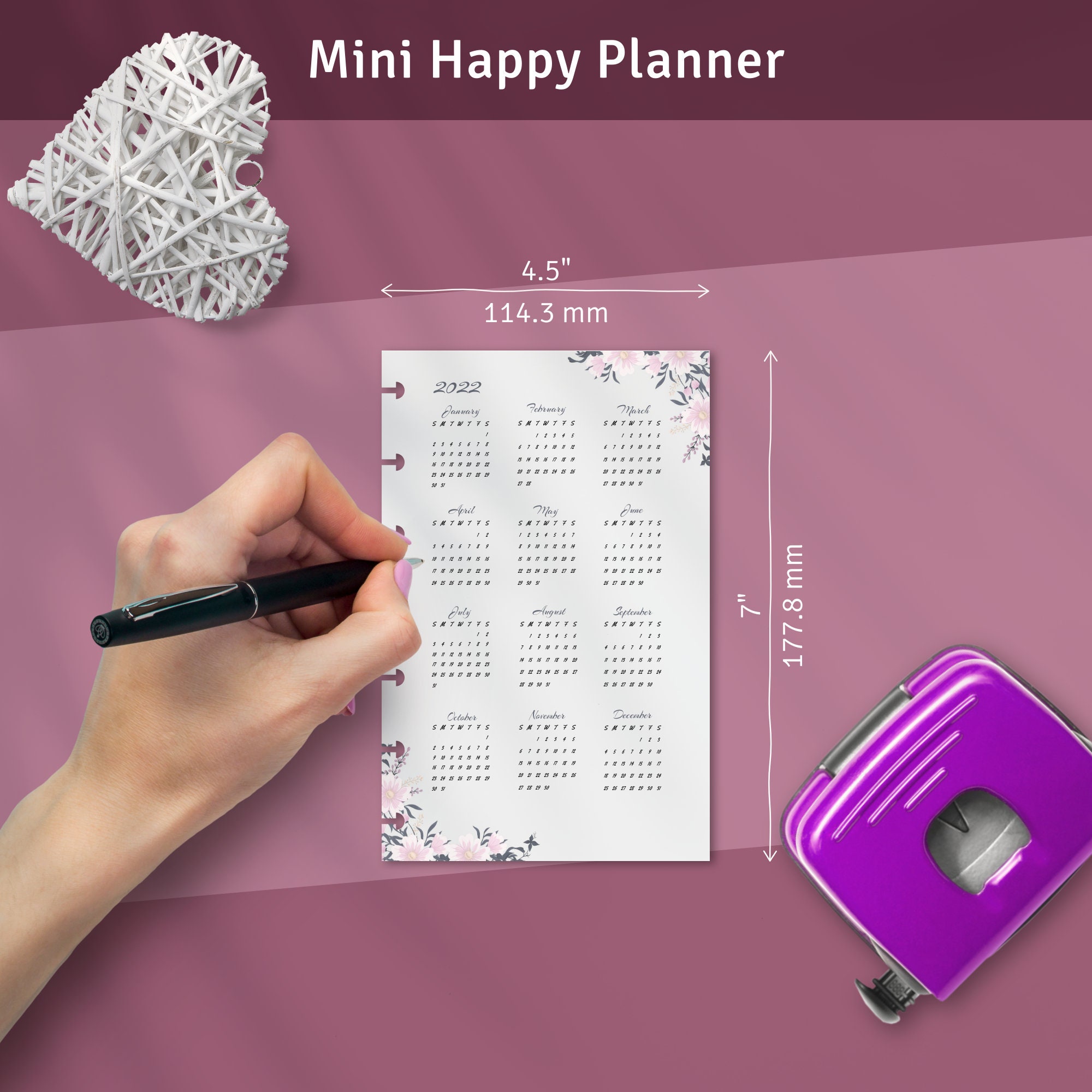 Yearly Calendar Pages for Happy Planner Classic / Big / Mini | Etsy