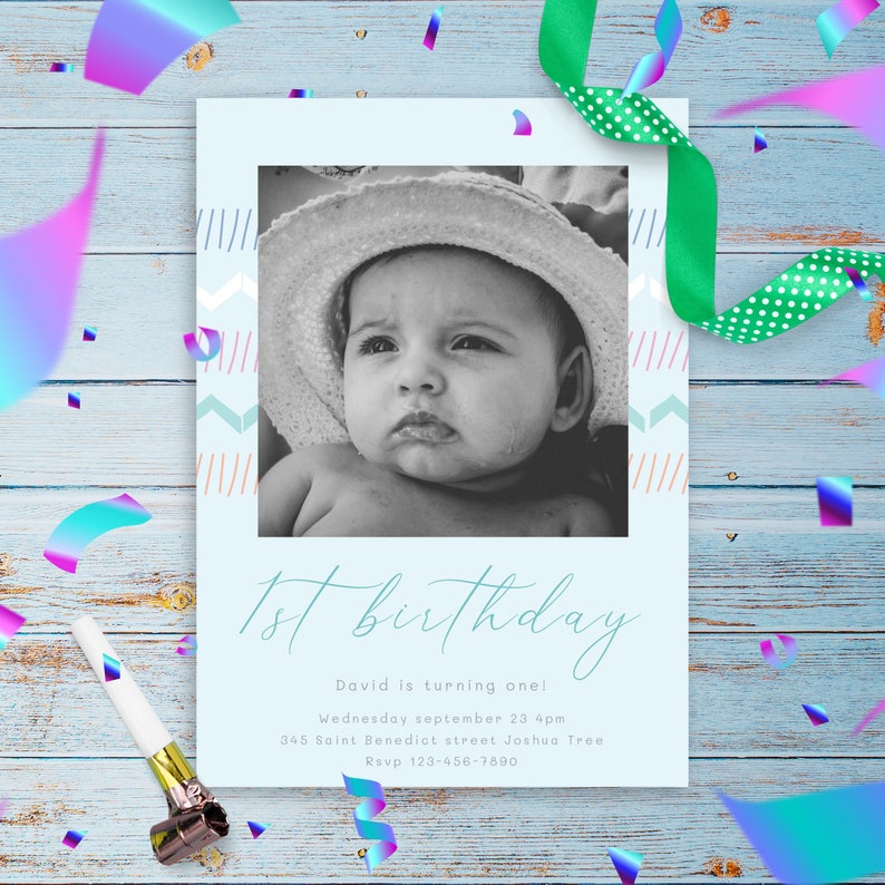 Personalized Baby's First Birthday Invite Printable Baby - Etsy