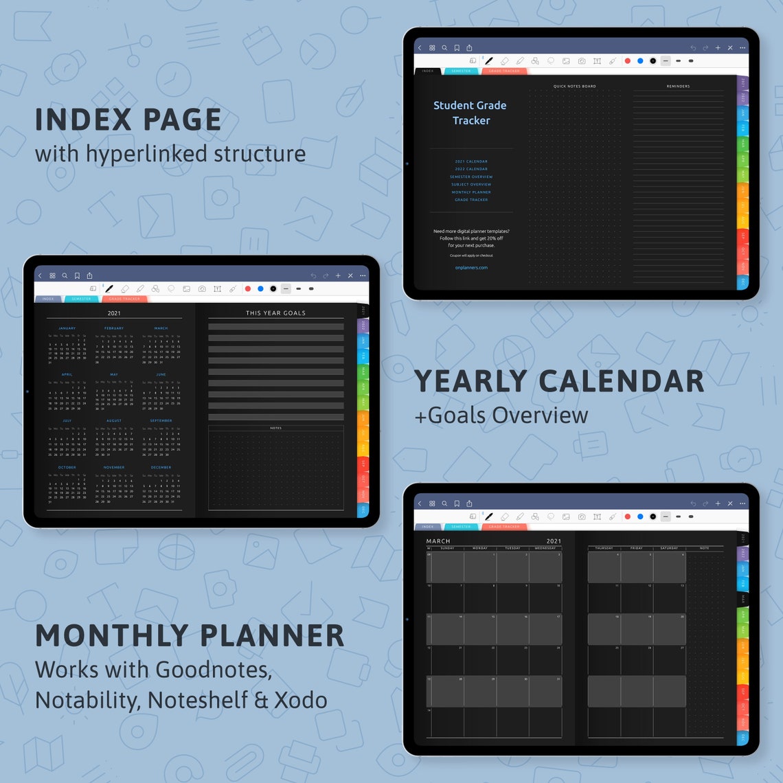 Student Grade Tracking Template for Goodnotes Notability | Etsy