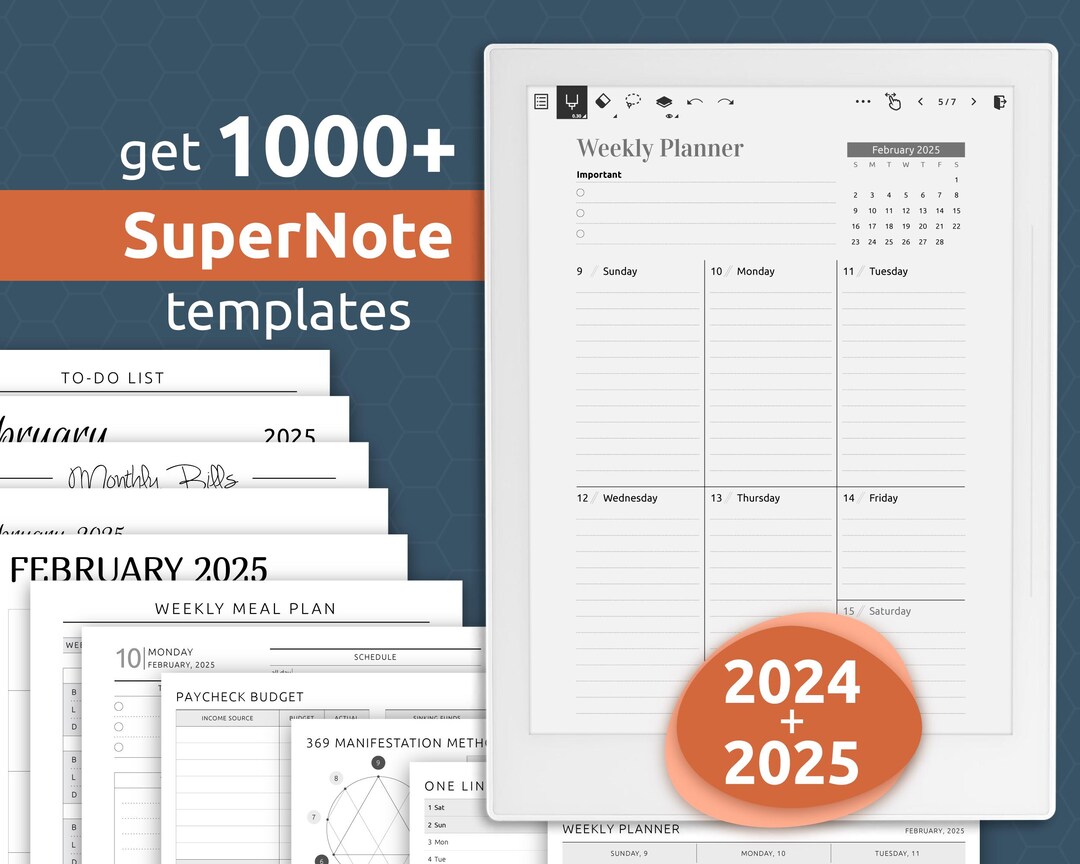 Supernote A6 X2 Nomad 2024 2025 Templates Bundle. Digital Planners ...