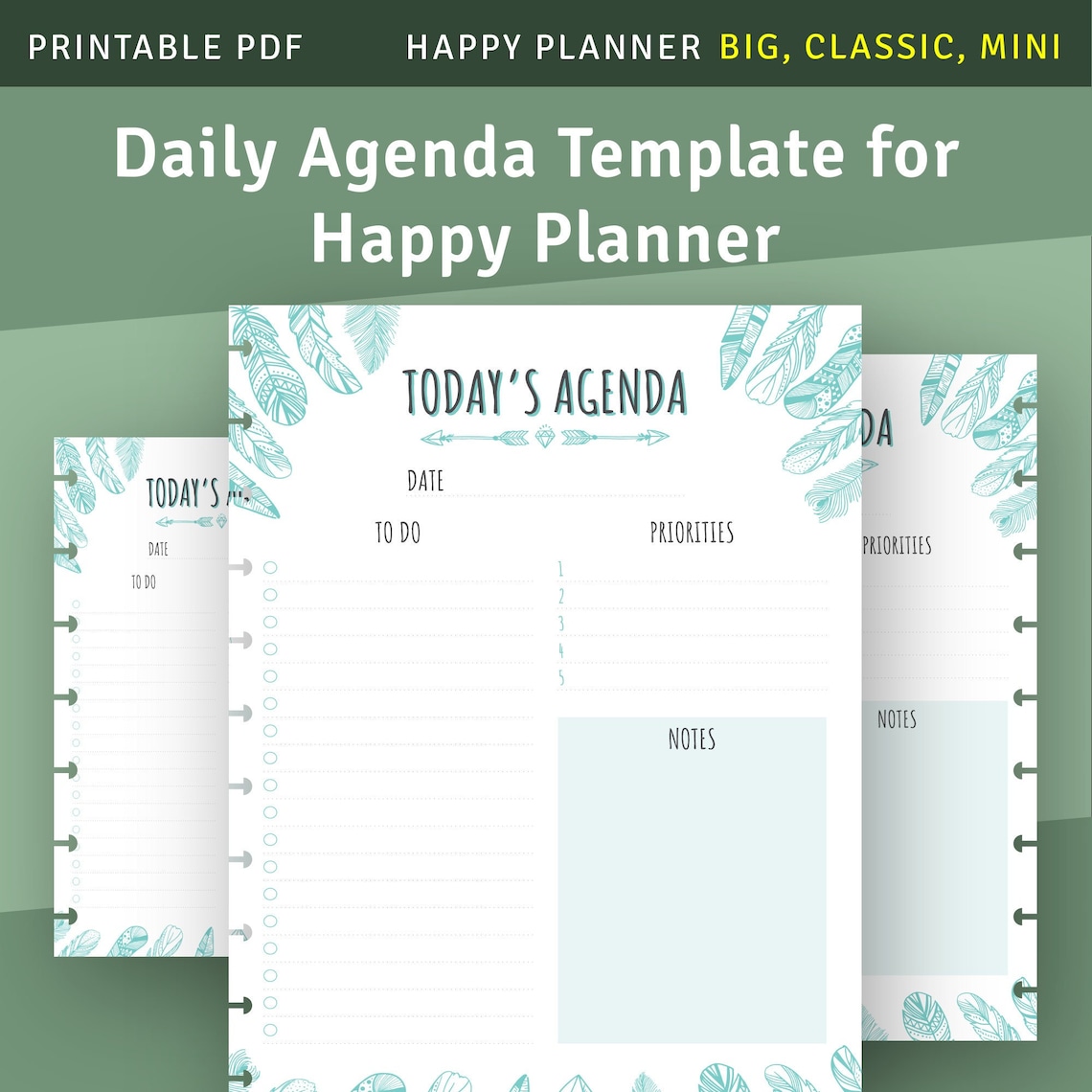 Daily Agenda Template for Happy Planner Classic Big Mini | Etsy