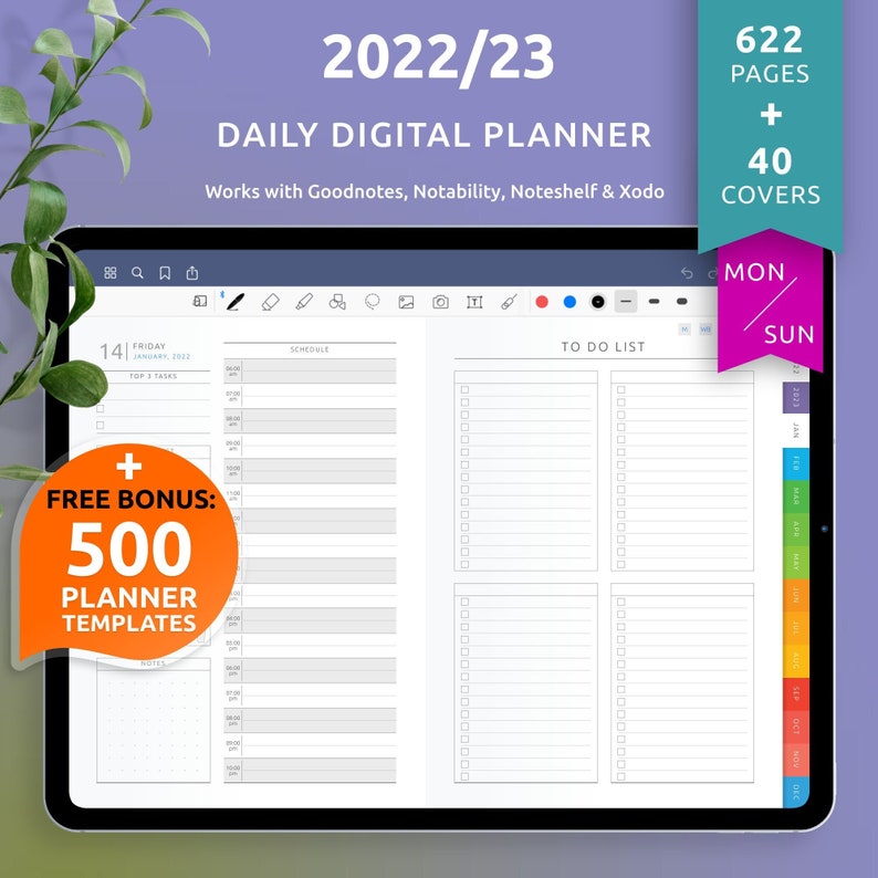 Daily Digital Planner for Goodnotes Notability Daily | Etsy