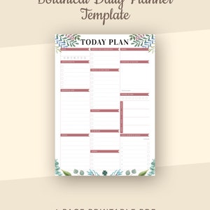 Botanical Daily Planner Template, Undated Daily Agenda, Instant ...
