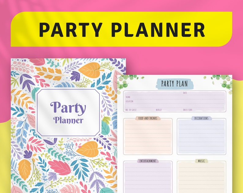 Floral Party Planner Kit, Guest List, Menu, Checklist (PDF) - Etsy