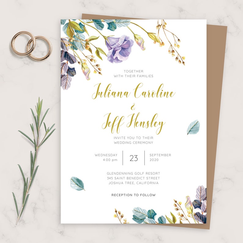 Wedding Invite Rustic Bloom Floral Wedding Invitation | Etsy