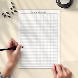 Printable Grade Tracker Template, Teacher Grade Log Sheet, Class ...